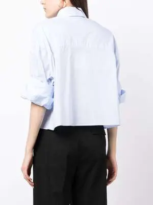 TWP Folded-sleeve Cotton Cropped Shirt