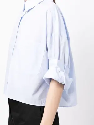 TWP Folded-sleeve Cotton Cropped Shirt