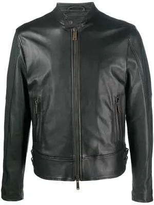 Dsquared2 Dark Leather Biker Jacket