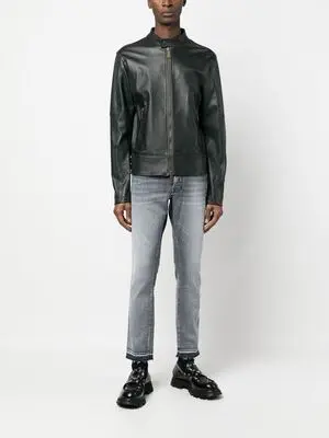 Dsquared2 Dark Leather Biker Jacket