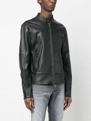 Dsquared2 Dark Leather Biker Jacket
