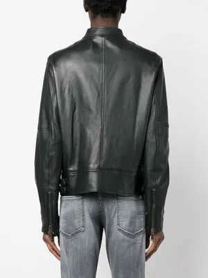 Dsquared2 Dark Leather Biker Jacket