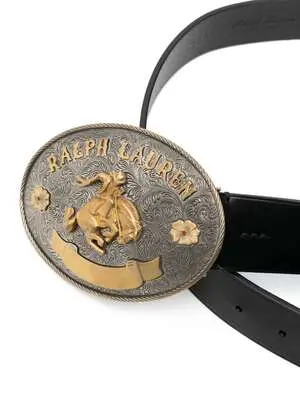 Ralph Lauren Embellished-Buckle Leather Belt - Black  display picture 3