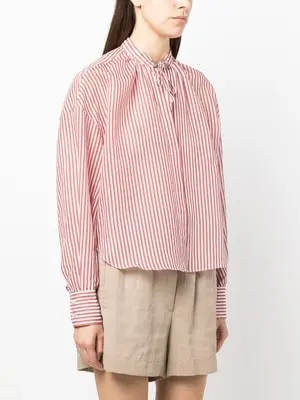 Brunello Cucinelli Striped Blouse With Pussy-bow Collar