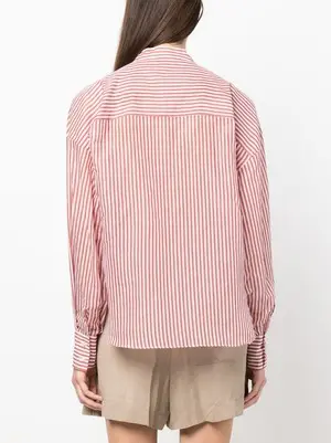 Brunello Cucinelli Striped Blouse With Pussy-bow Collar