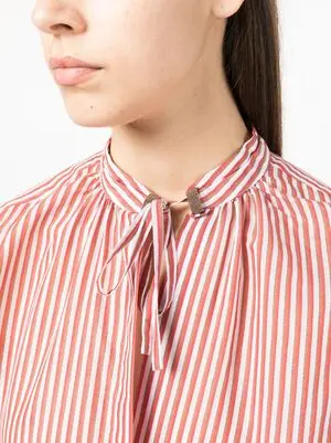 Brunello Cucinelli Striped Blouse With Pussy-bow Collar