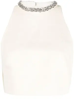 Sandro Dorine Crystal-embellished Cropped Top - Neutrals