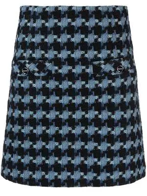 Sandro Houndstooth Tweed Mini Skirt - Blue