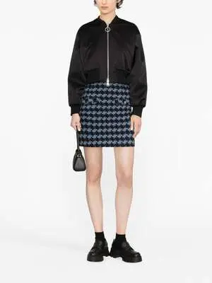 Sandro Houndstooth Tweed Mini Skirt - Blue