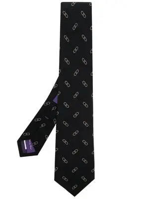 Ralph Lauren Purple Label Ralph Lauren Purple Label Linked-Ovals Silk Neck Tie Black