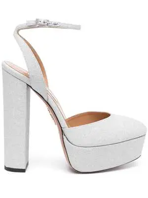 AQUAZZURA So High Leather Pumps - Silver