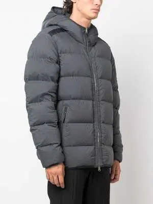 Stone Island Feather Down Hooded Padded Coat - Grey