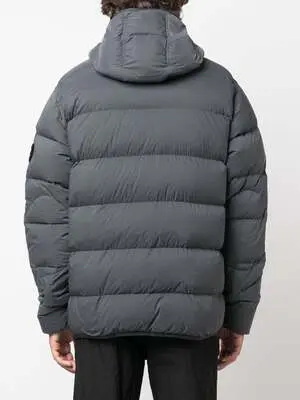 Stone Island Feather Down Hooded Padded Coat - Grey