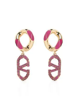 Valentino Garavani Vlogo Pendant Earrings - Pink