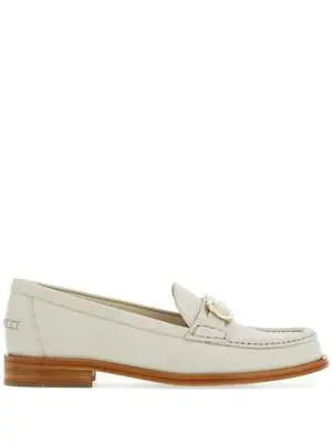 FERRAGAMO Gancini Leather Loafers - White