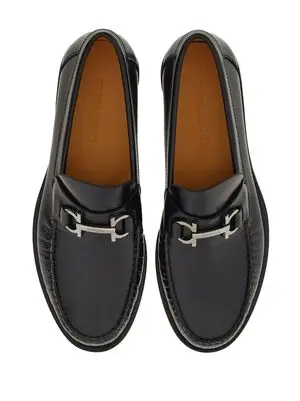 FERRAGAMO Gancini Leather Loafers - Black