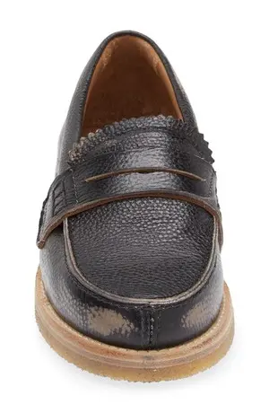 GOLDEN GOOSE Grained Leather Penny Loafer - Black