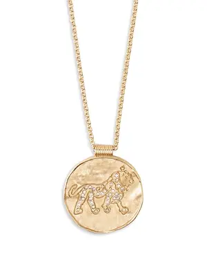 Maje Rhinestone Zodiac Pendant Necklace - Leo