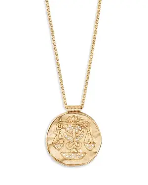 Maje Rhinestone Zodiac Pendant Necklace - Libra