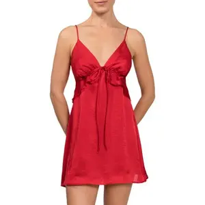 EVERYDAY RITUAL Empire Waist Satin Babydoll - Rouge