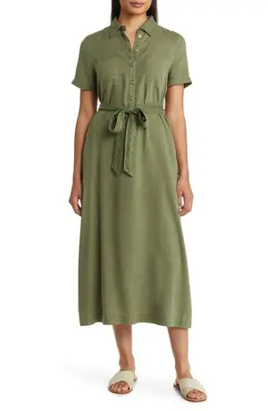 Caslon Utility Tie Waist Shirt Dress