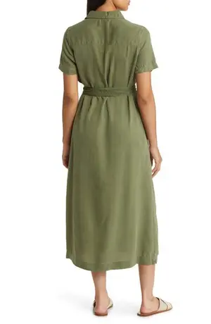 Caslon Utility Tie Waist Shirt Dress