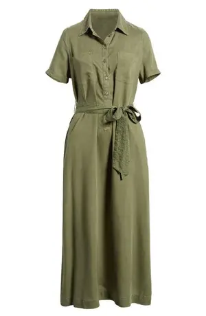 Caslon Utility Tie Waist Shirt Dress