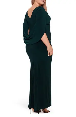 Betsy & Adam Drape Back Column Gown
