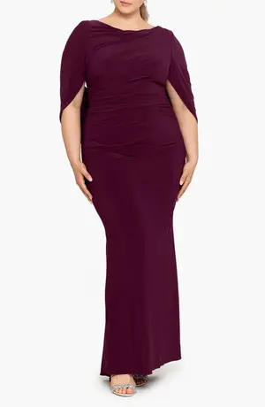 Betsy & Adam Drape Back Column Gown