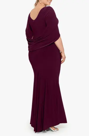 Betsy & Adam Drape Back Column Gown