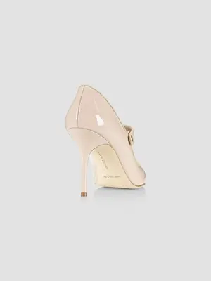 Manolo Blahnik Campari 90mm Patent Leather Mary Jane Pumps - Beige