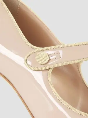 Manolo Blahnik Campari 90mm Patent Leather Mary Jane Pumps - Beige