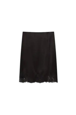 Stella McCartney Lace Satin Midi Skirt - Black