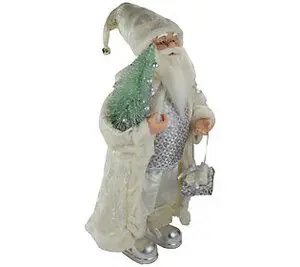 NORTHLIGHT 2' Standing Santa Figure Carrying A Reen Pine Tree