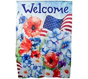 NORTHLIGHT Welcome Patriotic Floral House Flag 8' X 40 - One-color