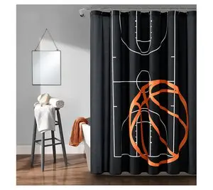 LUSH DECOR Basketball Game Shower Curtain Singl E 72x72 - One-color