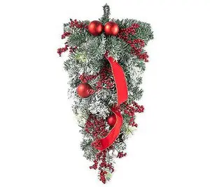 GLITZHOME 25h Berry, Ornament And Pinecone Ribon Teardrop - One-color