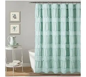 LUSH DECOR Nova Ruffle Shower Curtain 72x72 By - One-color