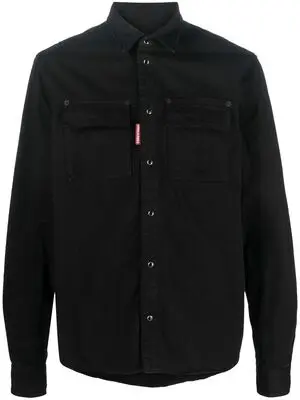 Dsquared2 Icon Crystal-embellished Denim Shirt - Black
