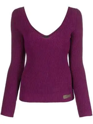 Dsquared2 Logo-patch Ribbed Jumper - Purple