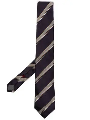 Brunello Cucinelli Striped Jacquard Neck Tie - Purple