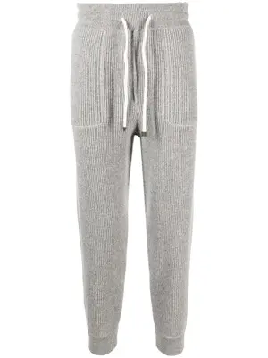 Brunello Cucinelli Drawstring Cashmere Track Pants - Grey