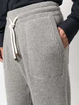 Brunello Cucinelli Drawstring Cashmere Track Pants - Grey