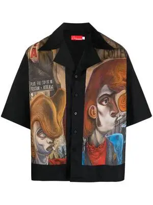 CHARLES JEFFREY Illustration-print Organic-cotton Shirt