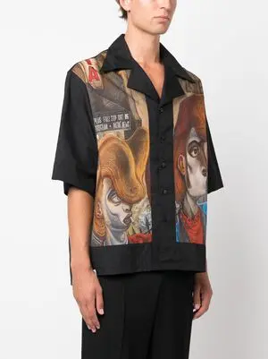 CHARLES JEFFREY Illustration-print Organic-cotton Shirt