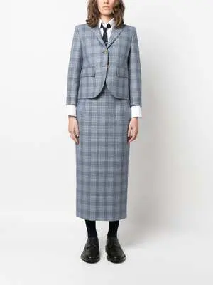 Thom Browne Check-print Single-breasted Blazer - Blue