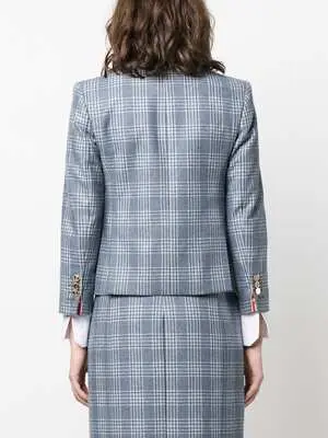Thom Browne Check-print Single-breasted Blazer - Blue