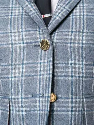 Thom Browne Check-print Single-breasted Blazer - Blue