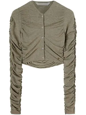 Palm Angels Ruched Lurex Cropped Cardigan