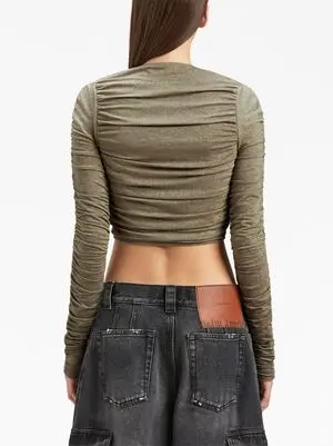 Palm Angels Ruched Lurex Cropped Cardigan